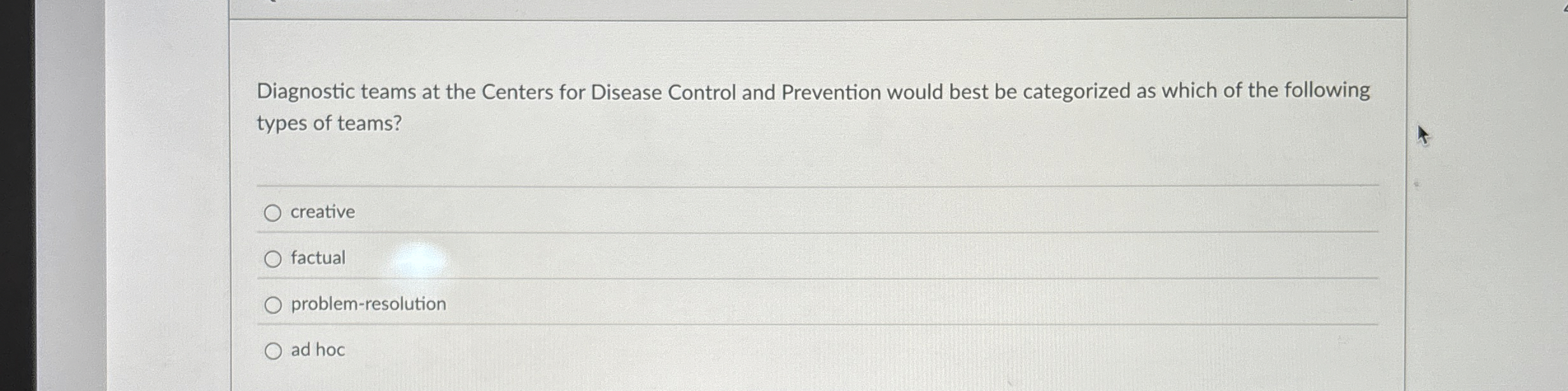 Solved Diagnostic teams at the Centers for Disease Control | Chegg.com