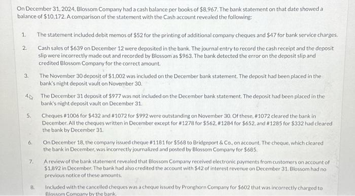 Solved On December 31 , the bank statement showed an NSF | Chegg.com