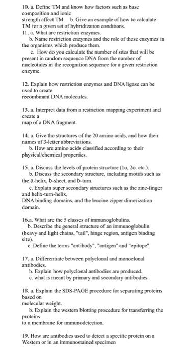 Solved 10. a. Define TM and know how factors such as base | Chegg.com