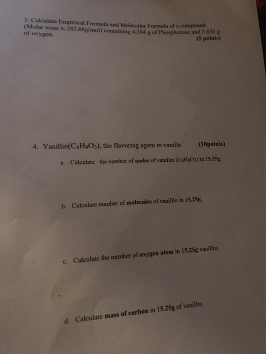 Solved 3. Calculate Empirical Formula and Molecular Formula | Chegg.com