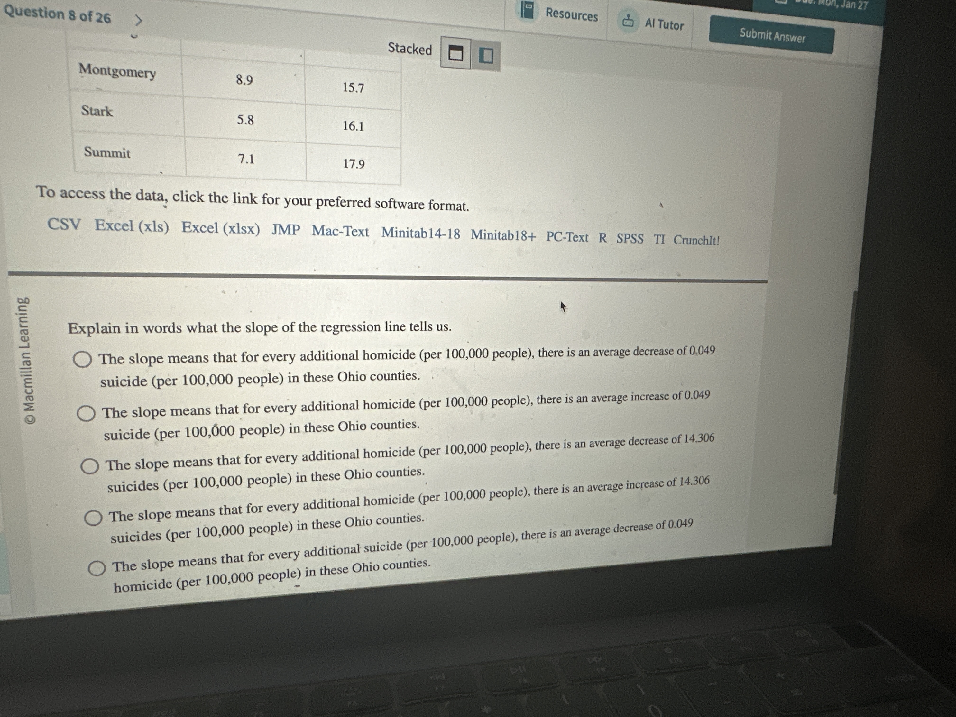 To ﻿access the data, click the link for your | Chegg.com