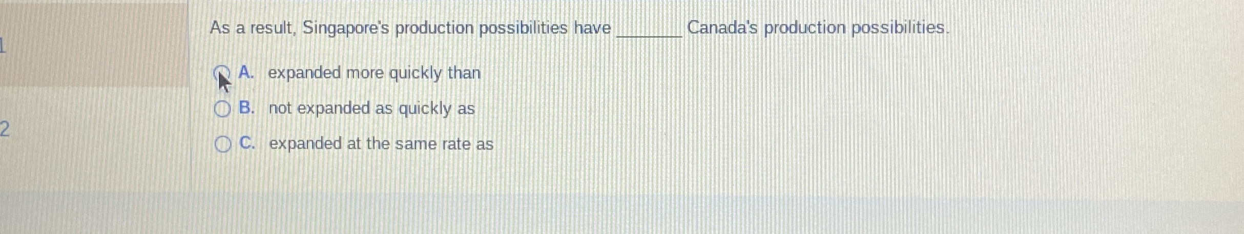 Solved As a result, Singapore's production possibilities | Chegg.com