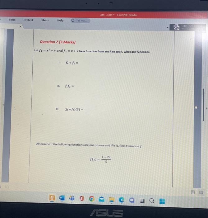 Solved Let f1=x2+4 and f2=x+2 be a function from set R to | Chegg.com