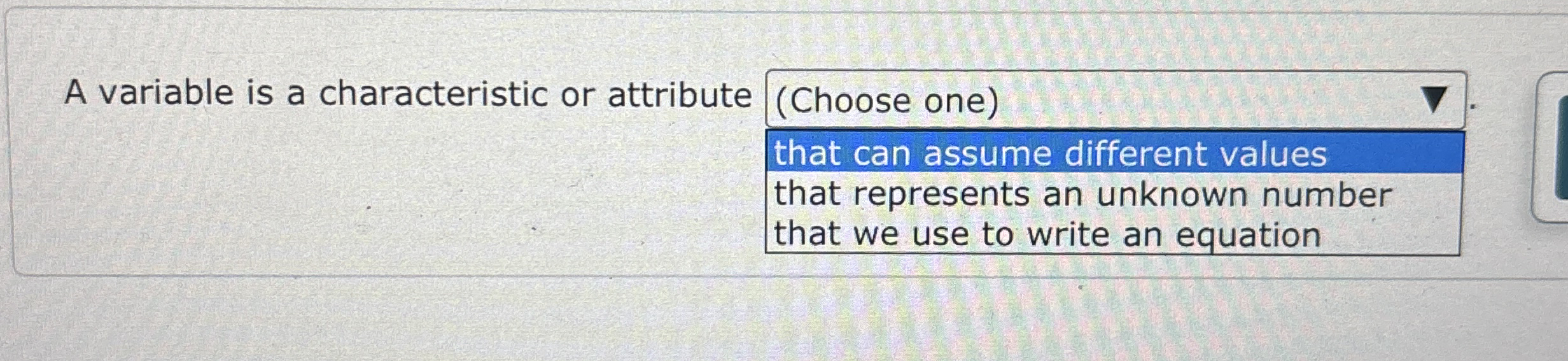 Solved A variable is a characteristic or attribute (Choose | Chegg.com