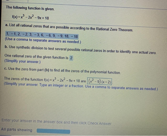 Solved The following function is given. f(x) = x2 - 2x2 - 9x | Chegg.com