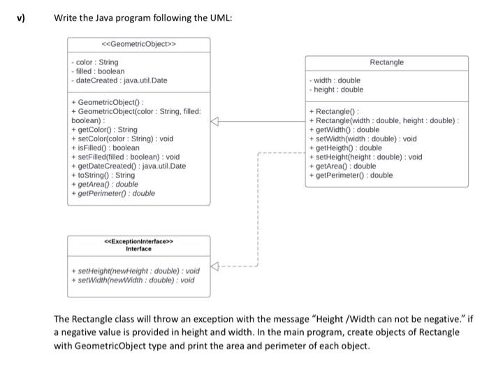 Solved v) Write the Java program following the UML: a | Chegg.com