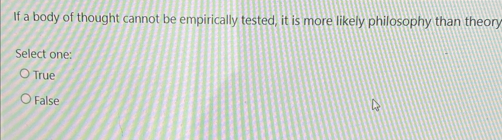 Solved If a body of thought cannot be empirically tested, it | Chegg.com