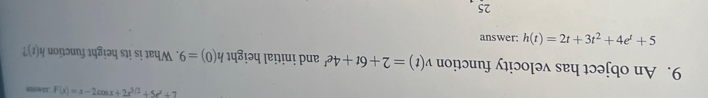 Solved An object has velocity function v(t)=2+6t+4et ﻿and | Chegg.com