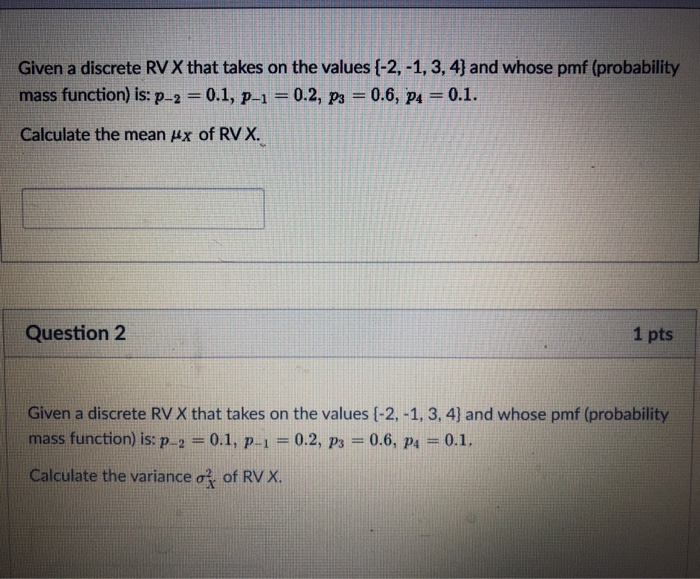 Solved Given a discrete RV X that takes on the values | Chegg.com