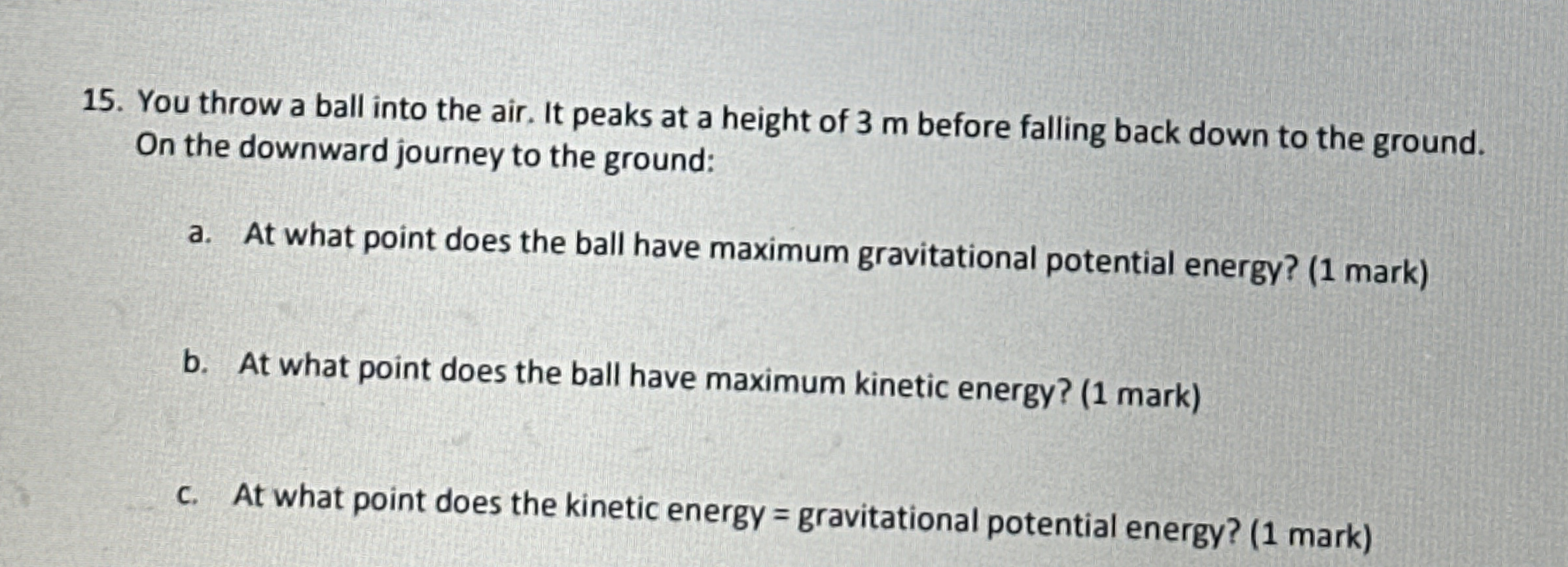 Solved by an EXPERT You throw a ball into the air. It peaks at a height | Chegg.com