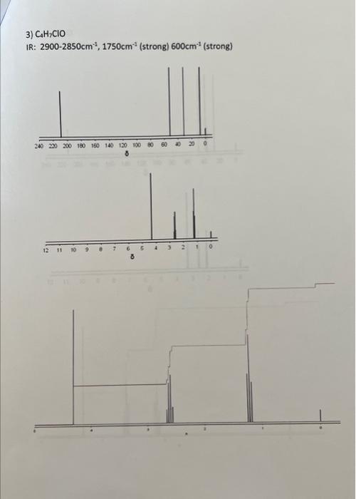 Solved 3) C4H7ClO IR: 2900−2850 cm−1,1750 cm−1 (strong) 600 | Chegg.com