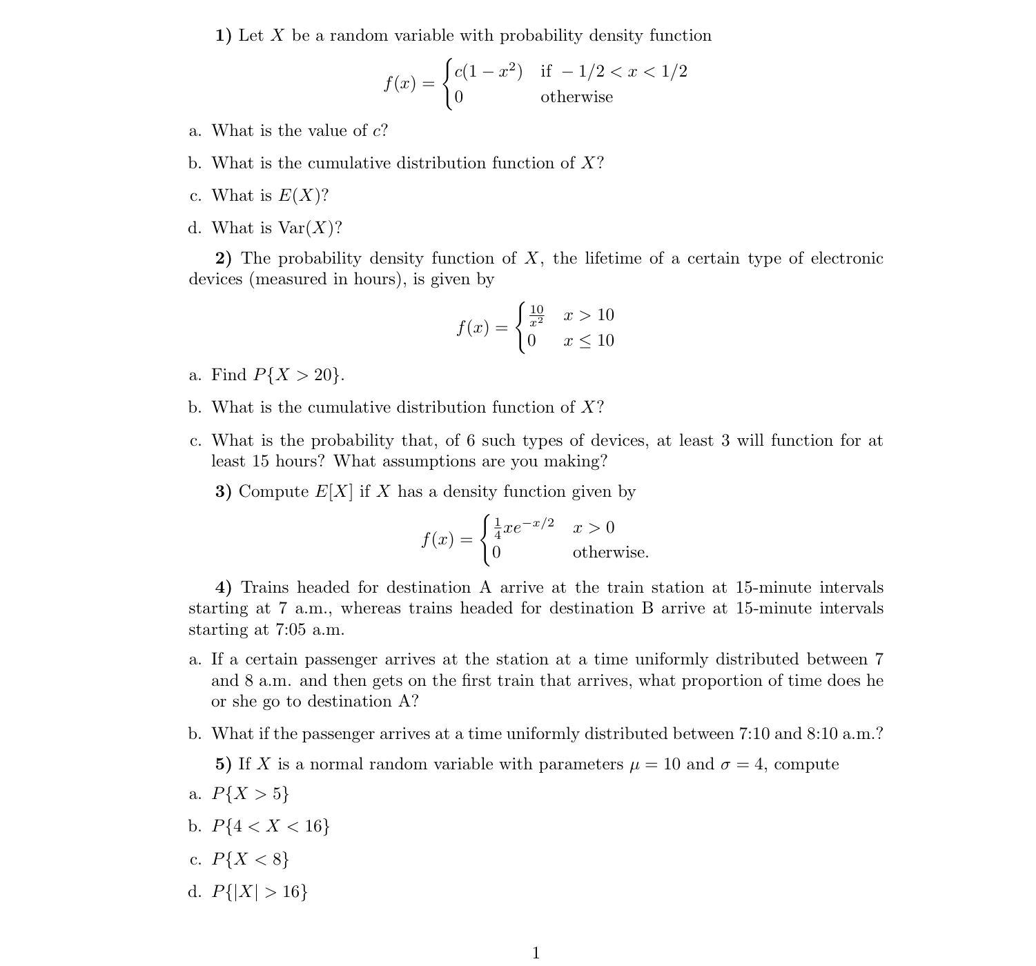 Solved Let x ﻿be a random variable with probability density | Chegg.com