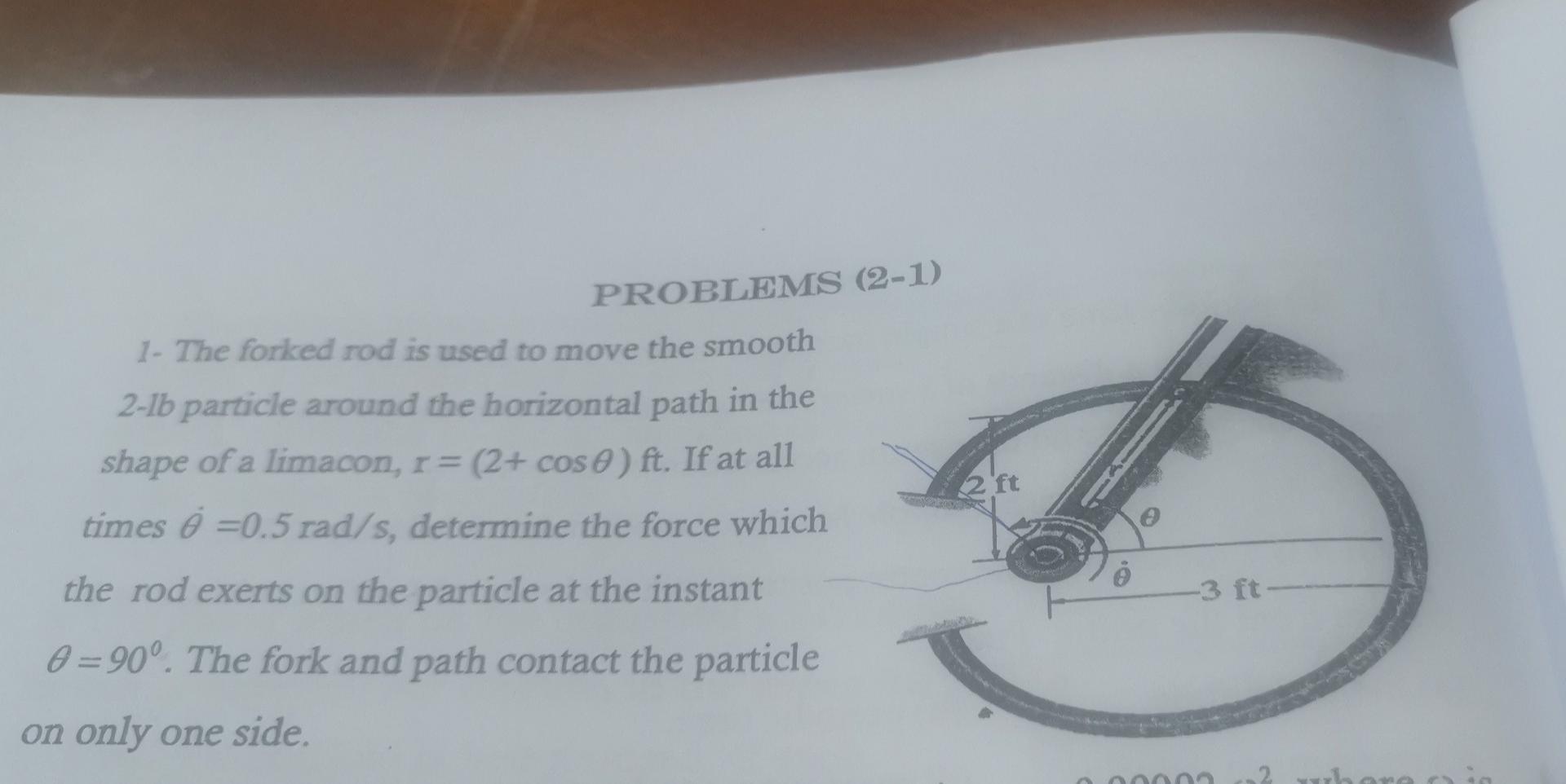 Solved PROBLEMS (2-1) 1- The forked rod is used to move the | Chegg.com