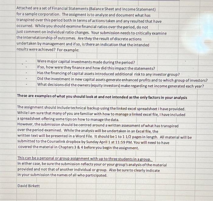 Attached are a set of Financial Statements (Balance | Chegg.com