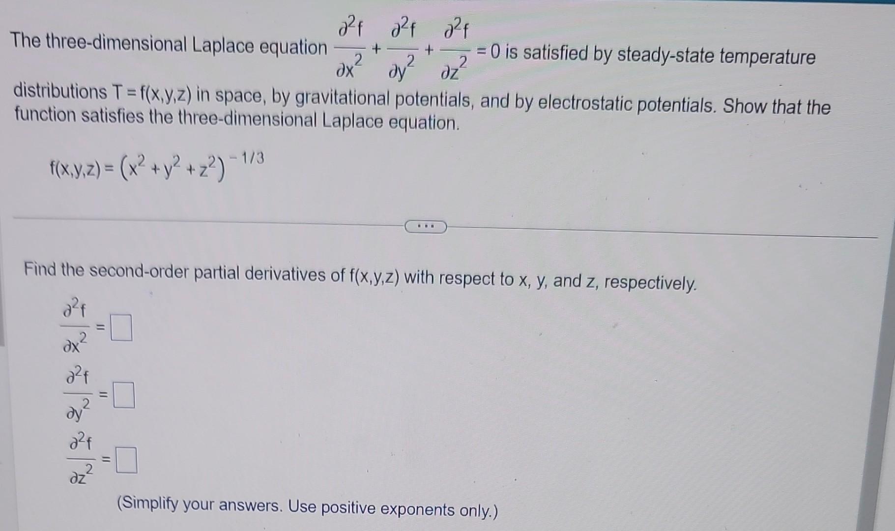 Solved The two-dimensional Laplace equation ∂x2∂2f+∂y2∂2f=0 | Chegg.com