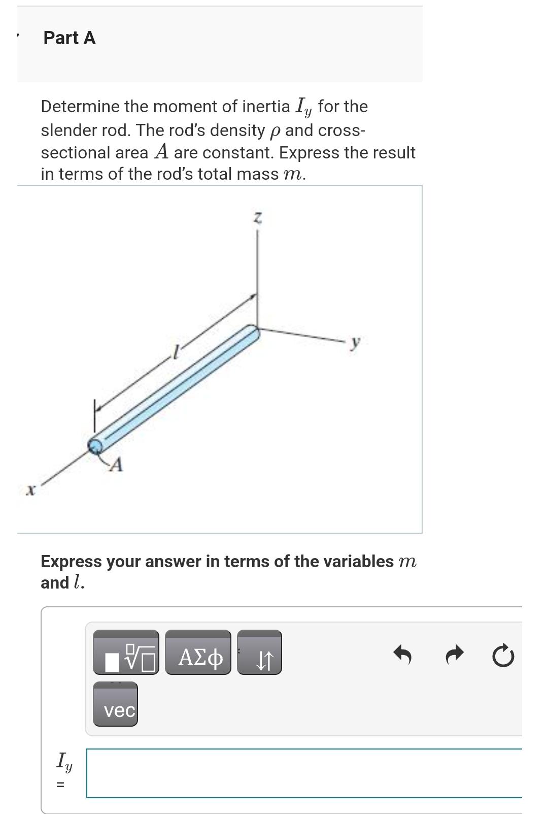 Solved Part ADetermine the moment of inertia Iy ﻿for the | Chegg.com