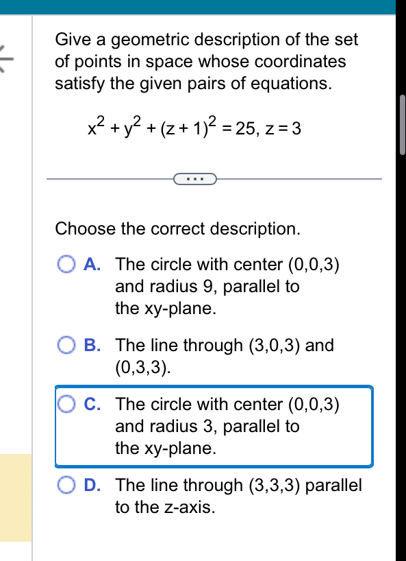 Solved Give a geometric description of the set of points in | Chegg.com