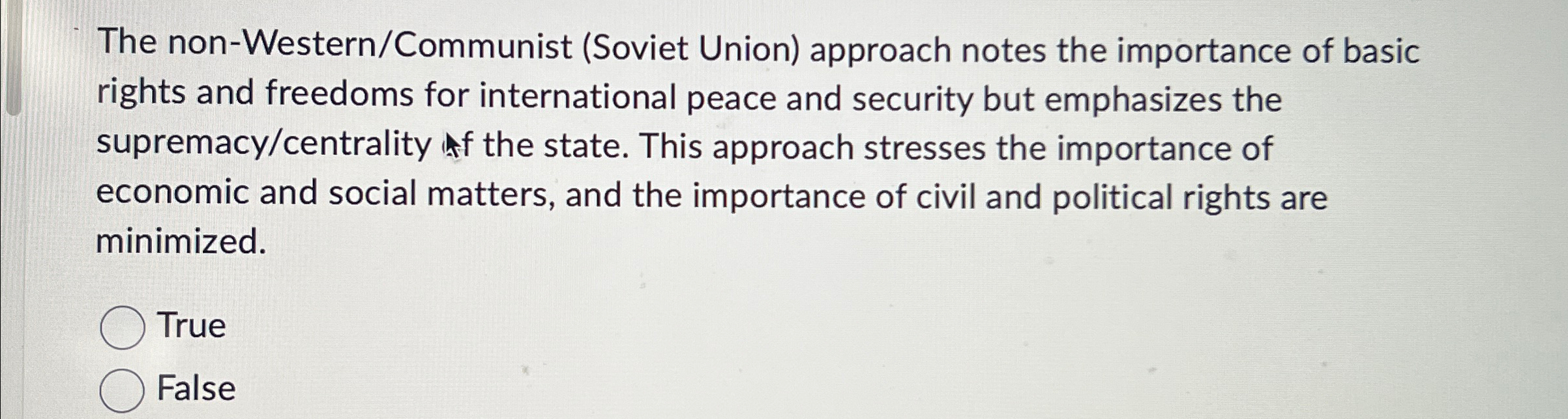 Solved The non-Western/Communist (Soviet Union) ﻿approach | Chegg.com