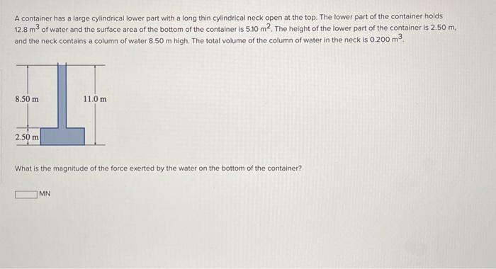 Solved A container has a large cylindrical lower part with a | Chegg.com