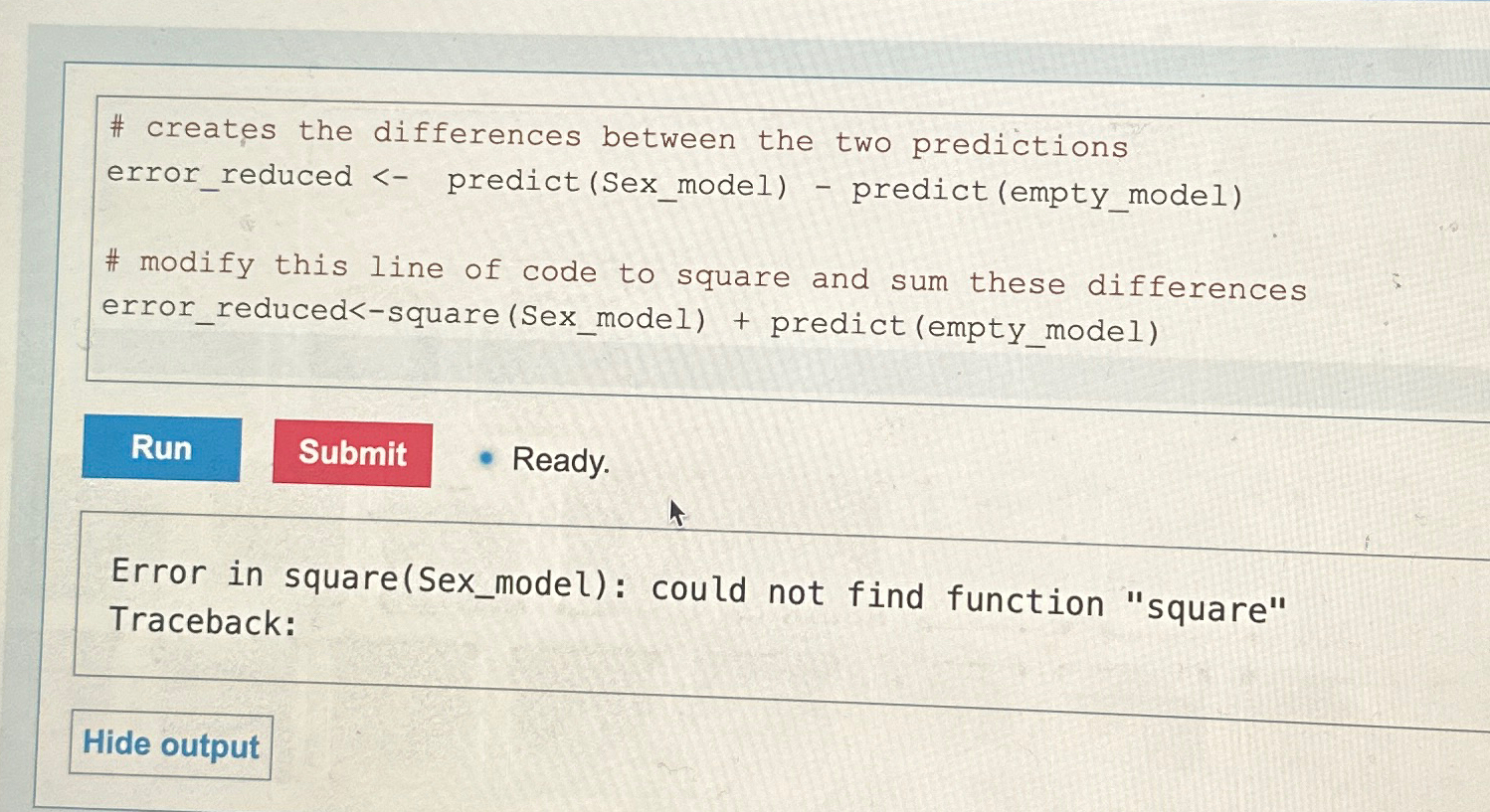 Solved # creates the differences between the two predictions | Chegg.com
