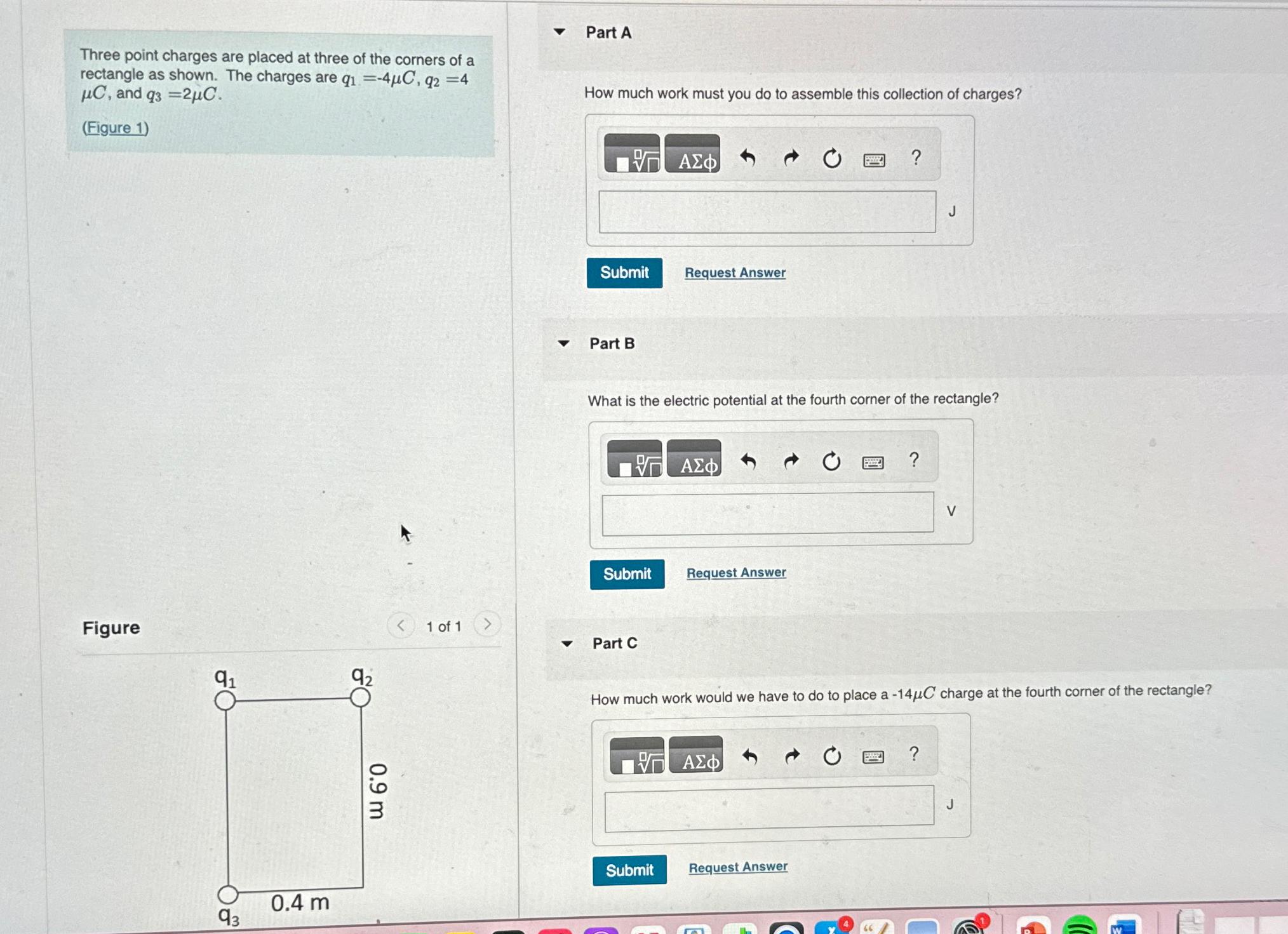 Solved Three point charges are placed at three of the | Chegg.com