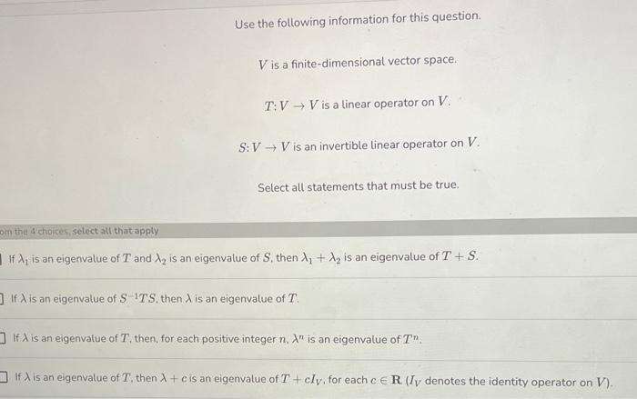Solved Use the following information for this question. V is | Chegg.com