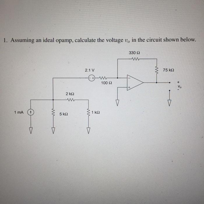 Solved Assuming an ideal opamp, calculate the voltage vo in | Chegg.com