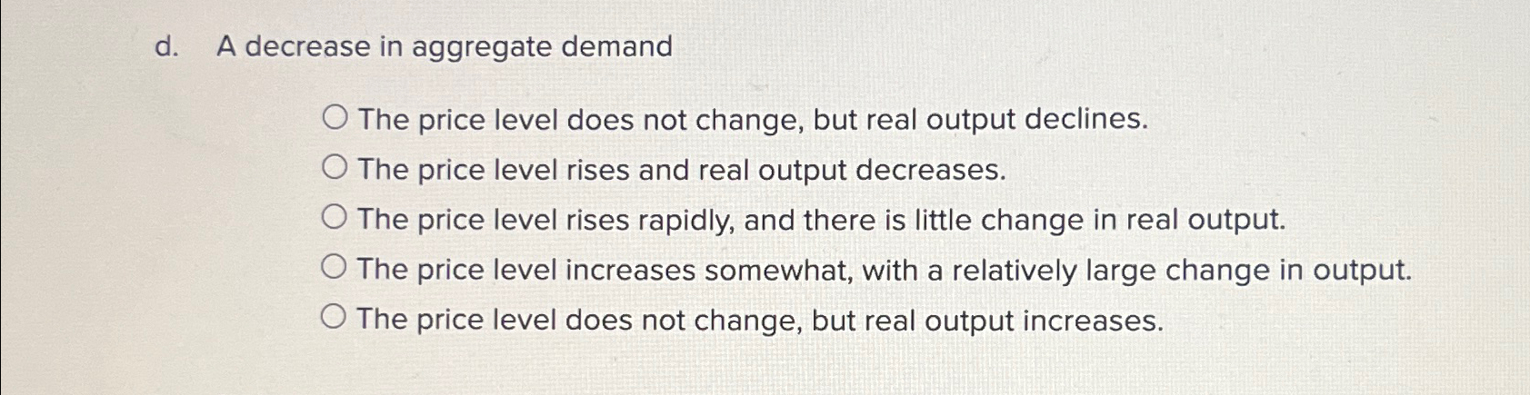 Solved D ï A Decrease In Aggregate Demandthe Price Level Chegg