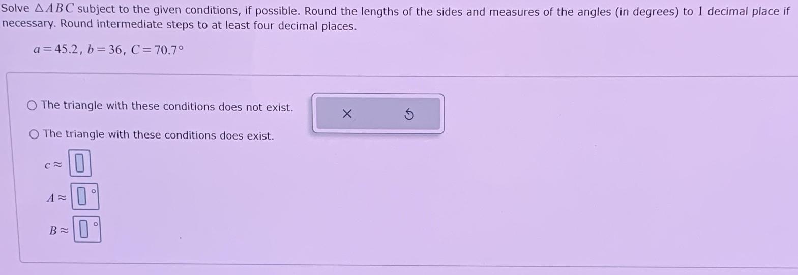 Solved Solve Abc ﻿subject To The Given Conditions If