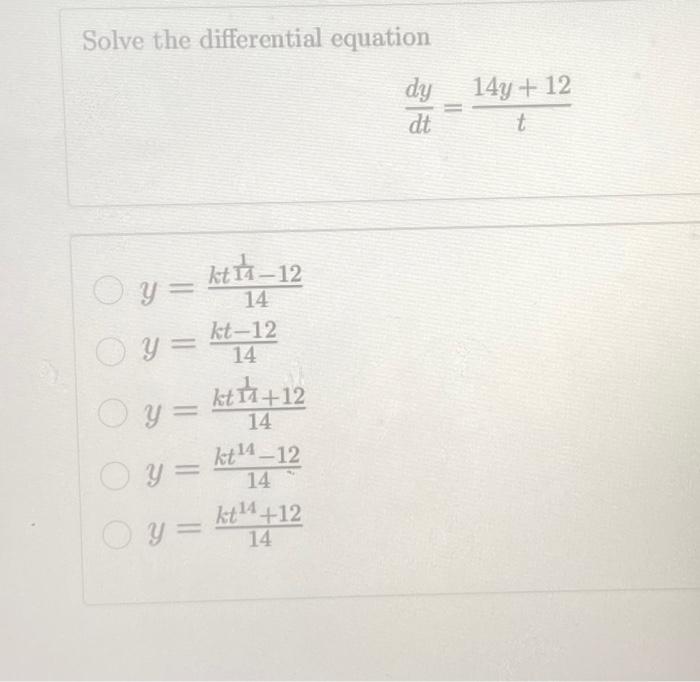 Solve the differential equation dy dt y = y = y= y= y | Chegg.com