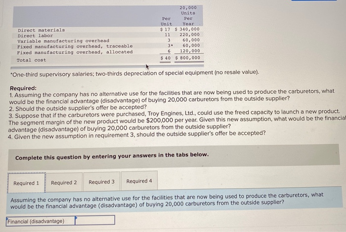 Solved Check my work Exercise 12-3 Make or Buy Decision | Chegg.com