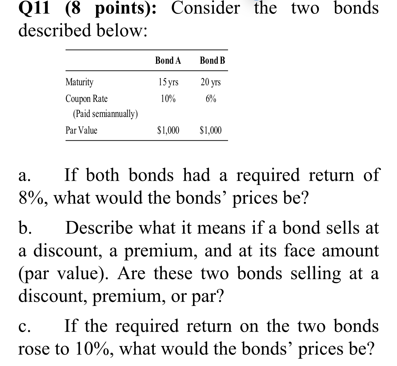 Solved Q11 (8 ﻿points): Consider the two bonds described | Chegg.com