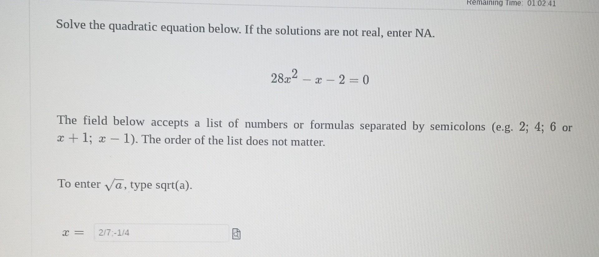 Solved Solve the quadratic equation below. If the solutions | Chegg.com