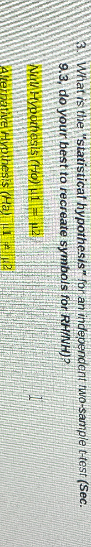 Solved What is the "statistical hypothesis" for an | Chegg.com