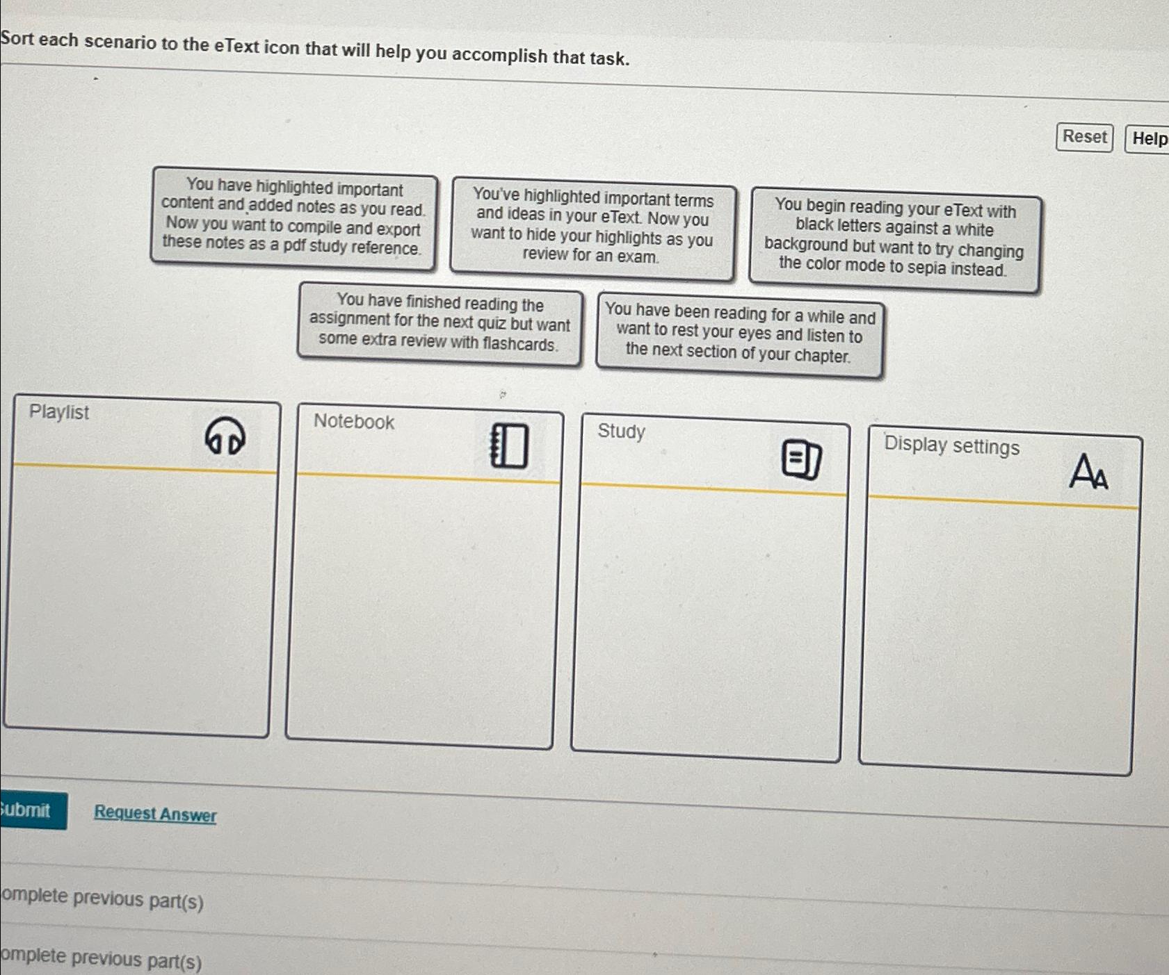 Solved Sort each scenario to the eText icon that will help | Chegg.com
