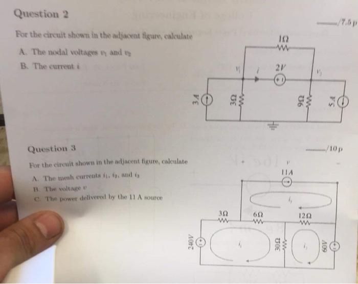 Solved Question 2 For the circuit shown in the adjacent | Chegg.com