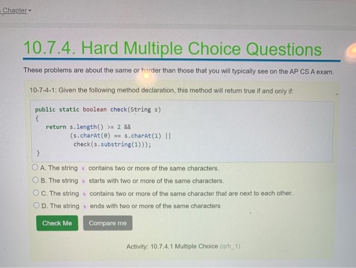 Solved Chapter 10.7.4. Hard Multiple Choice Questions These | Chegg.com