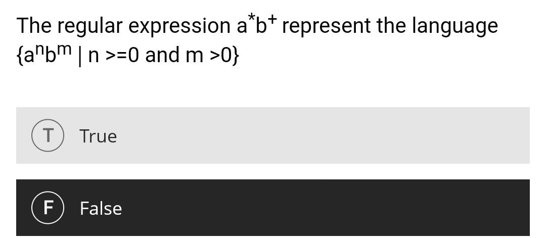 Solved The regular expression a⋆b+represent the language | Chegg.com