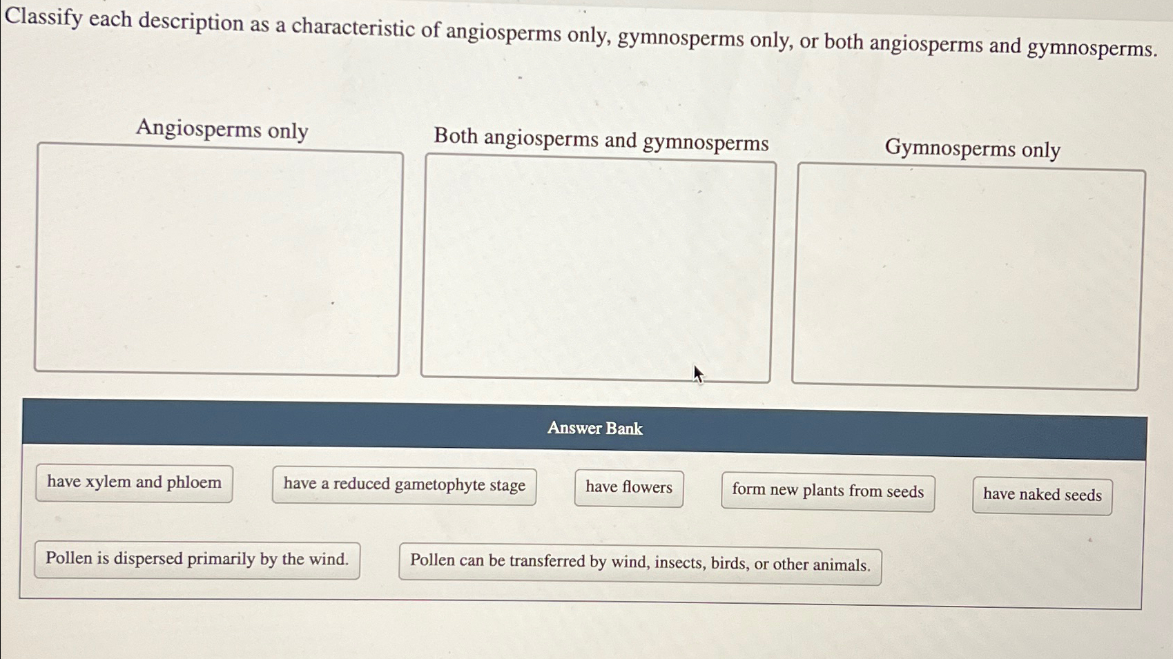 Solved Classify each description as a characteristic of | Chegg.com