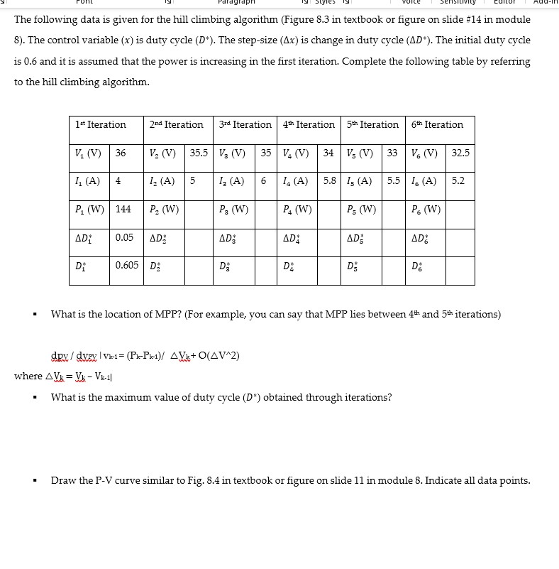 Solved The following data is given for the hill climbing | Chegg.com