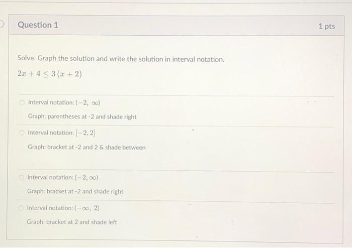 Solved Question 1 Solve. Graph the solution and write the | Chegg.com