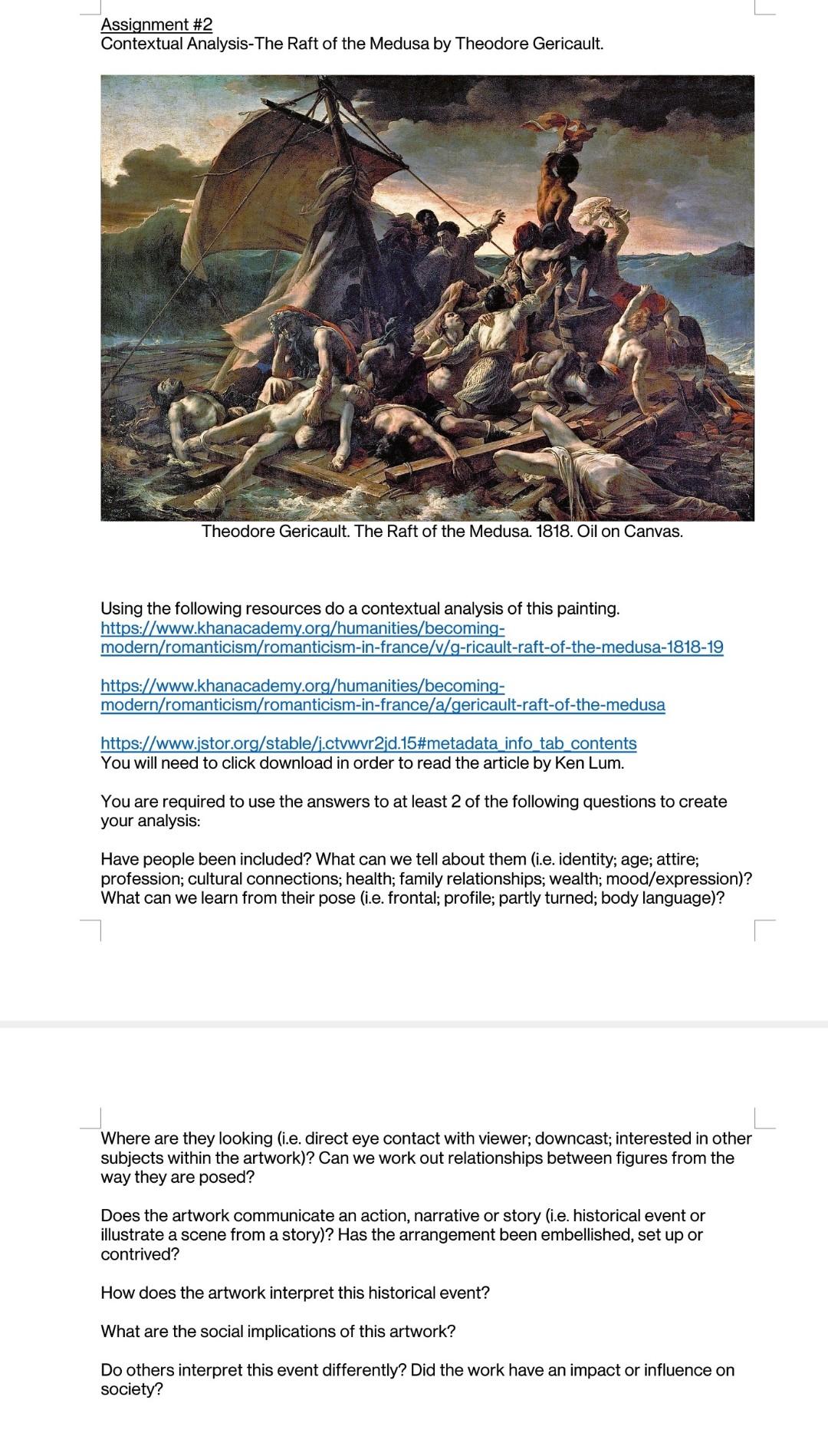 Contextual Analysis-The Raft of the Medusa by | Chegg.com