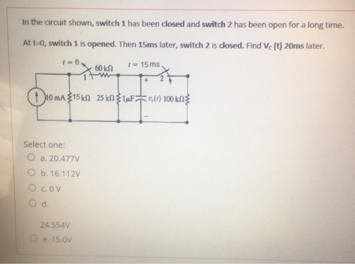 Solved In the circuit shown, switch 1 has been closed and | Chegg.com