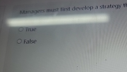Solved Managers must first develop a strategy tTrueFalse | Chegg.com