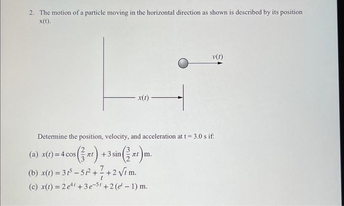 Solved 2. The motion of a particle moving in the horizontal | Chegg.com