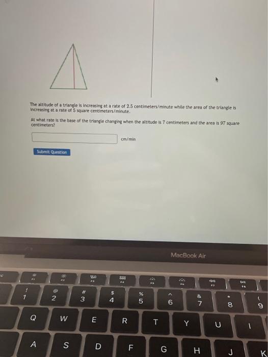 Solved The altitude of a triangle is increasing at a rate of | Chegg.com