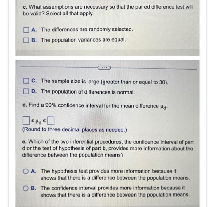 Solved b. Conduct the paired difference test described in | Chegg.com
