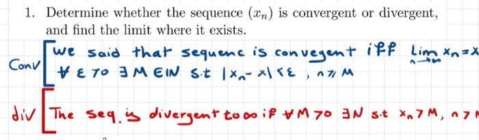 Solved 1. Determine whether the sequence (2n) is convergent | Chegg.com