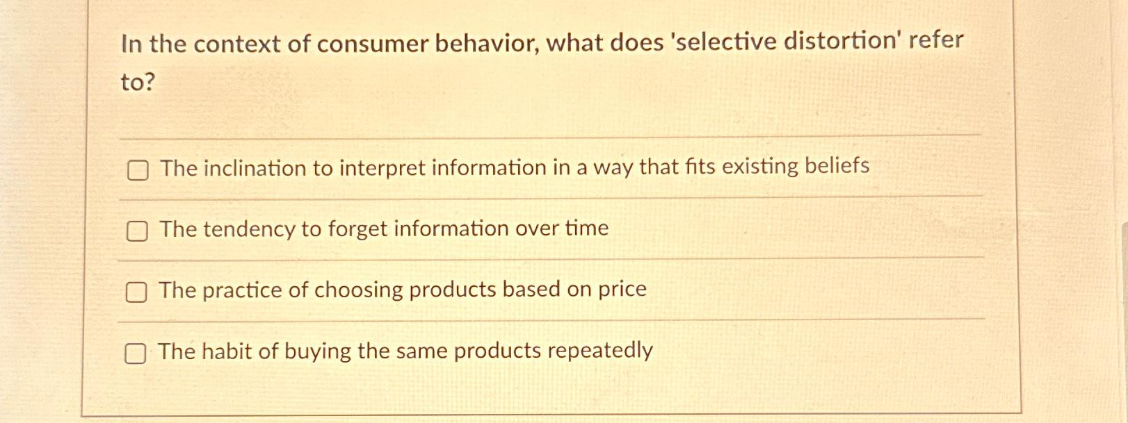 Solved In the context of consumer behavior, what does | Chegg.com