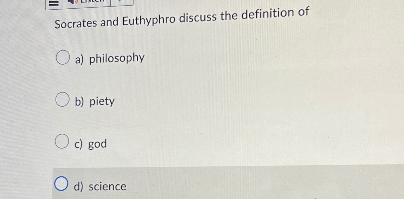 Solved Socrates and Euthyphro discuss the definition ofa) | Chegg.com